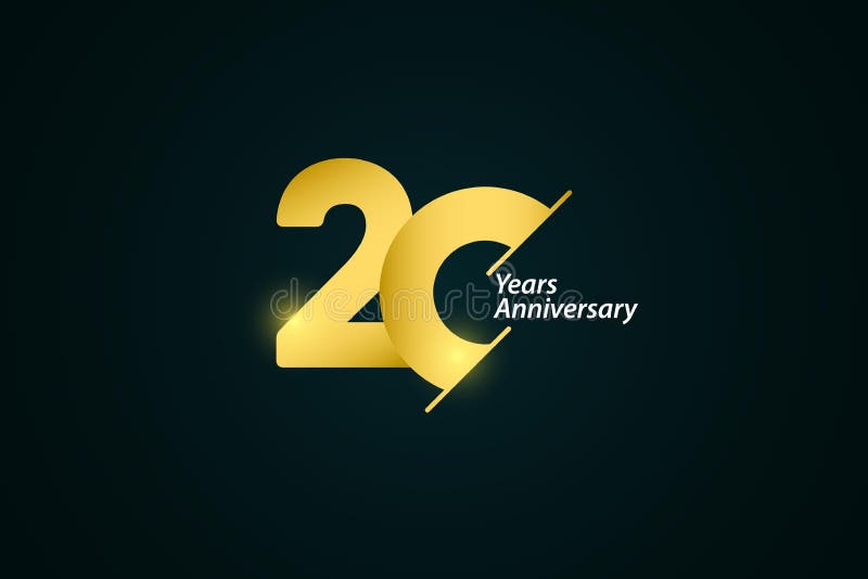 20 Years Anniversary Celebration Gold Logo Vector Template Design ...
