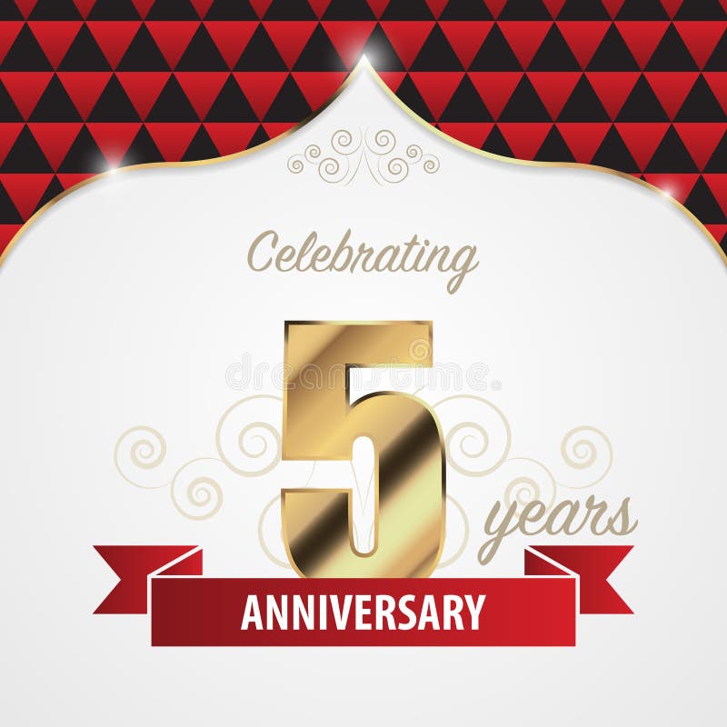 5 Years Anniversary Celebration Golden Style. Vector Stock Vector ...