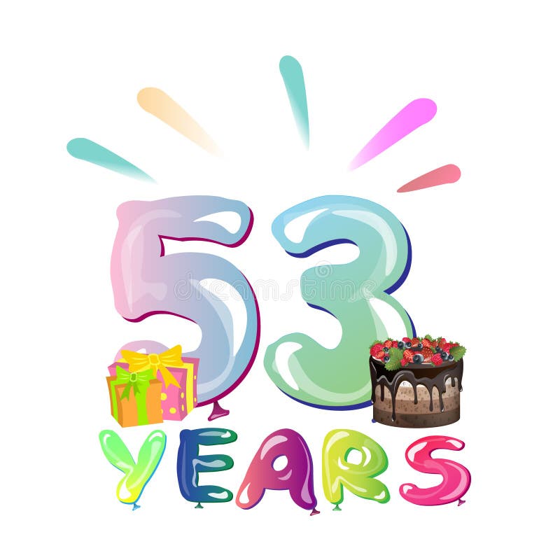 53 Years Anniversary Celebration Greeting Card. Stock Vector ...