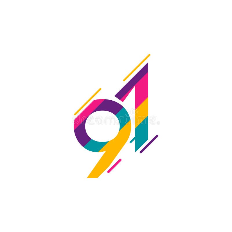 91 Years Anniversary Celebration Logo Vector Template Design ...