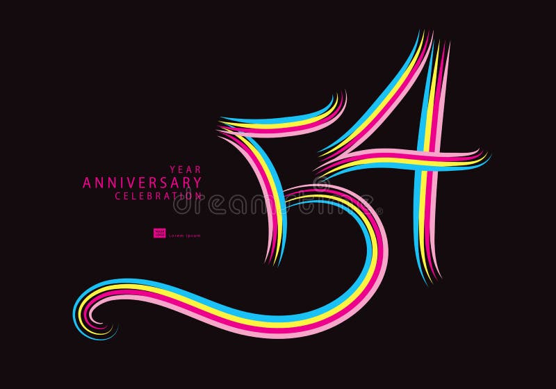 54 Years Anniversary Celebration Logotype Colorful Line Vector, 54th ...