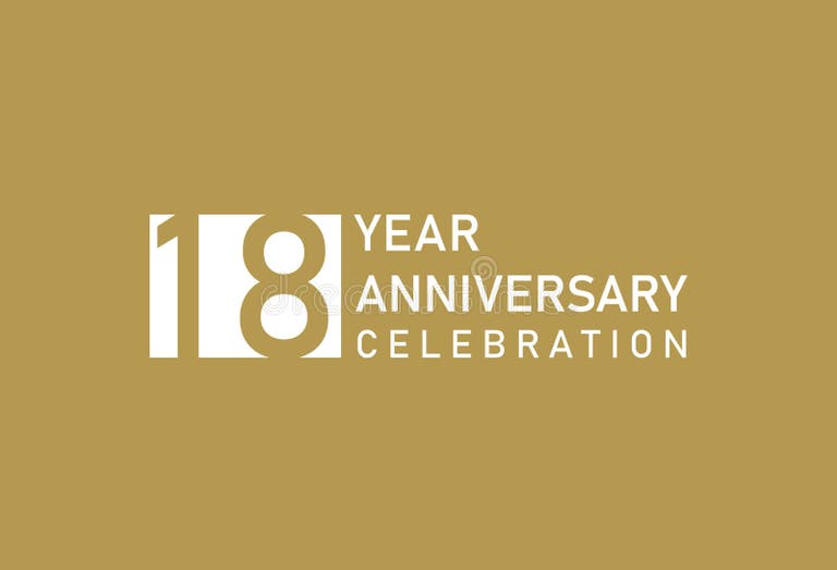 18 Years Anniversary Celebration Logotype on Gold Background Stock ...