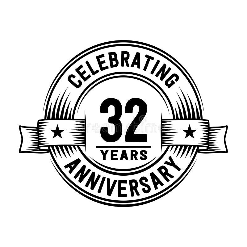 32 Years Anniversary Celebration Logotype. 32nd Years Logo. Vector And ...
