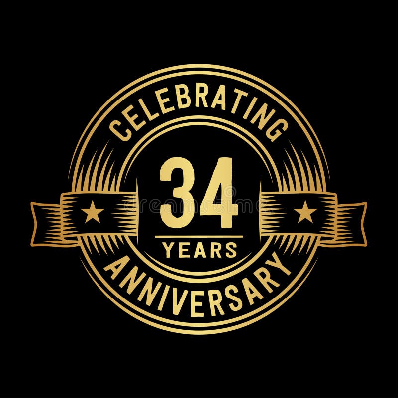 34 Years Anniversary Celebration Logotype. 34th Years Logo. Vector and ...