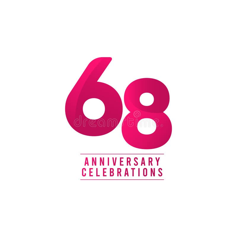 68 Years Anniversary Celebration Number Text Vector Template Design ...