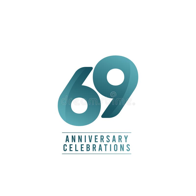 69 Years Anniversary Celebration Number Text Vector Template Design ...