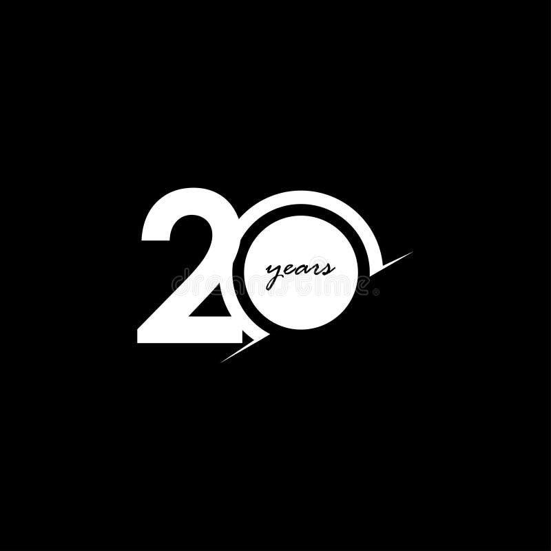 20 Years Anniversary Celebration Number White and Black Vector Template ...
