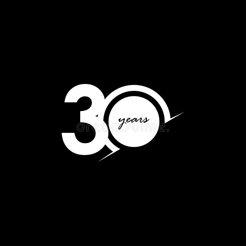 30 Years Anniversary Celebration Number White and Black Vector Template ...