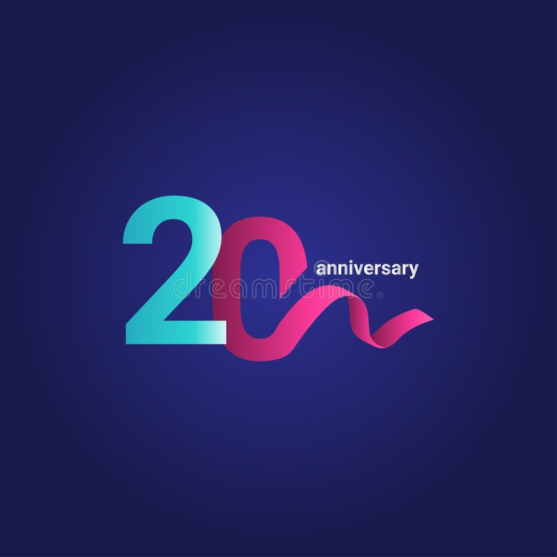 20 Years Anniversary Celebration Purple Ribbon Vector Template Design ...