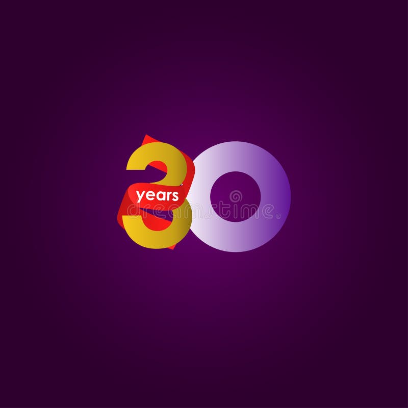 30 Years Anniversary Celebration Ribbon Vector Template Design ...