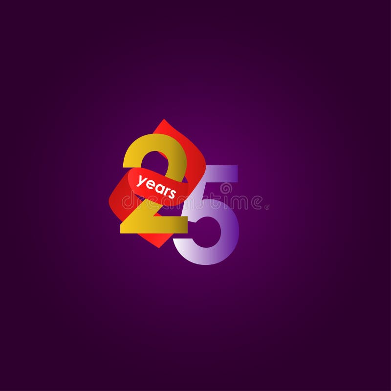 25 Years Anniversary Celebration Ribbon Vector Template Design ...