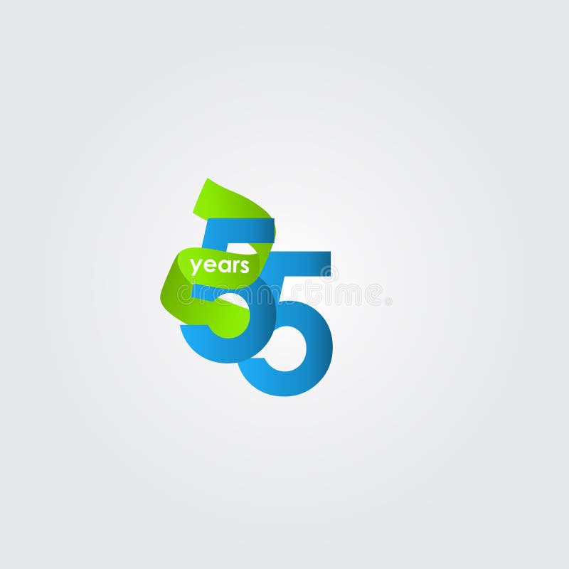 55 Years Anniversary Celebration Ribbon Vector Template Design ...