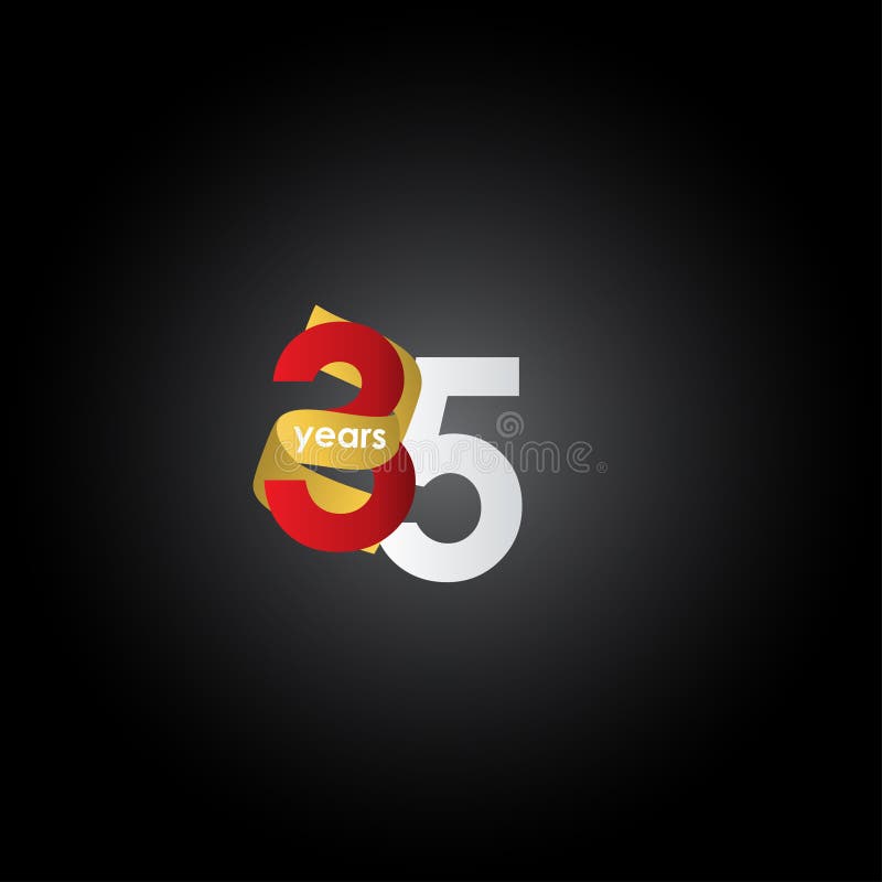 35 Years Anniversary Celebration Ribbon Vector Template Design ...