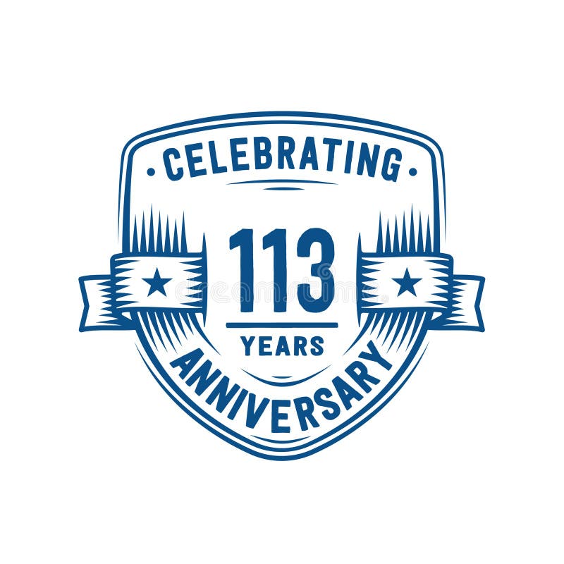113 Years Anniversary Celebration Shield Design Template. 113th ...