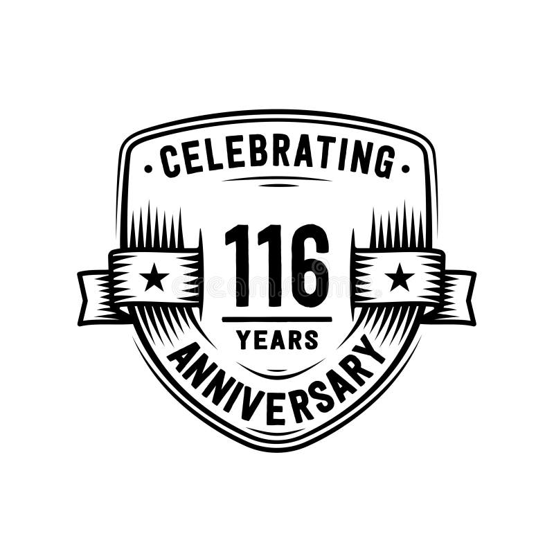 116 Years Anniversary Celebration Shield Design Template. 116th ...