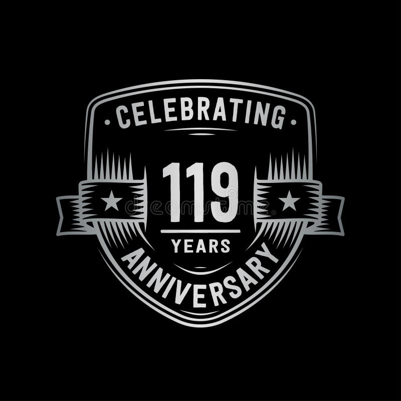 119 Years Anniversary Celebration Shield Design Template. 119th ...
