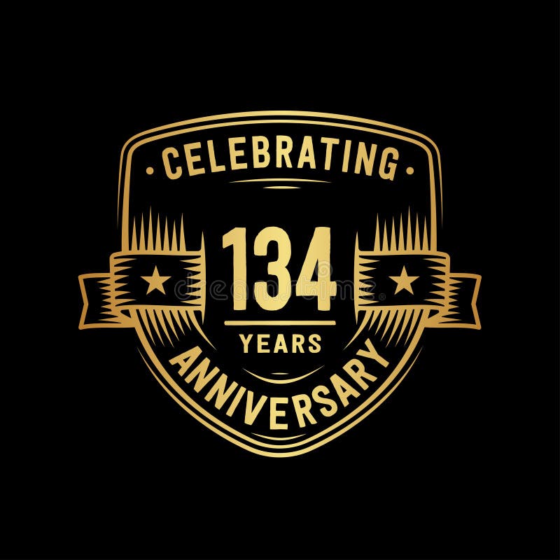 134 Years Anniversary Celebration Shield Design Template. 134th ...