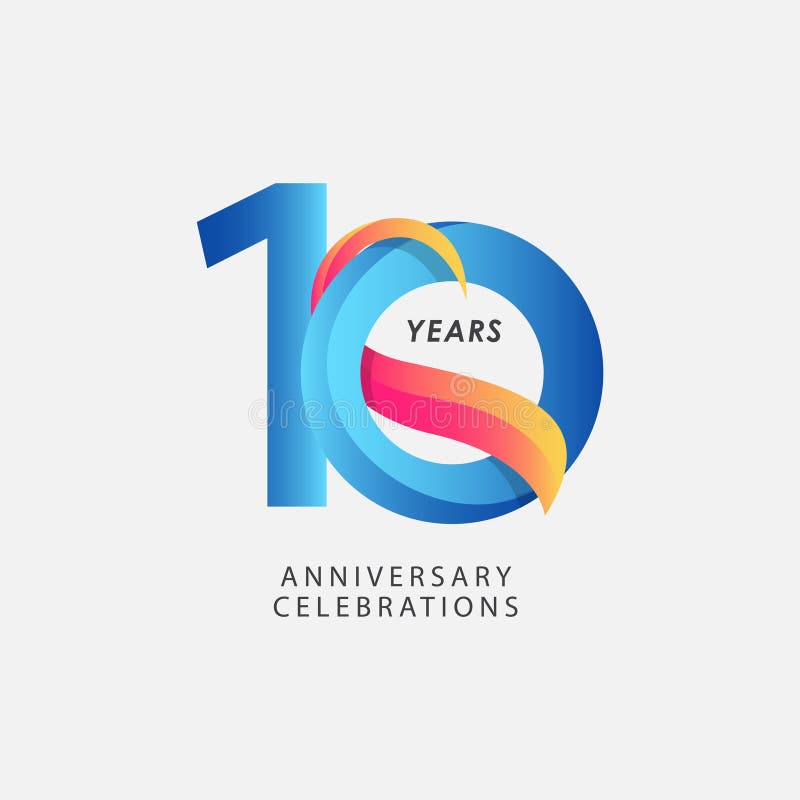 10 Years Anniversary Celebrations Blue Gradient Vector Template Design ...