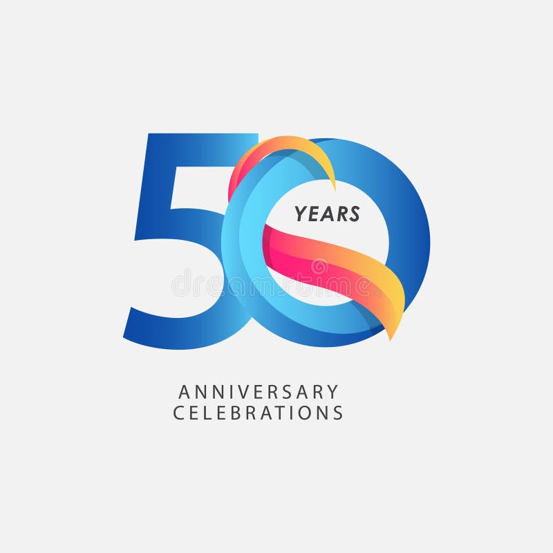 50 Years Anniversary Celebrations Blue Gradient Vector Template Design ...