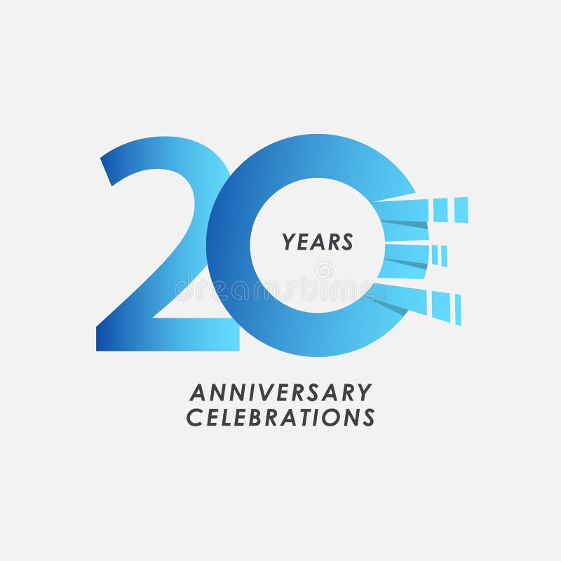 20 Years Anniversary Celebrations Blue Gradient Vector Template Design ...