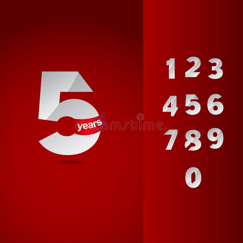 5 Years Anniversary Celebrations Set Number Elegant Vector Template ...