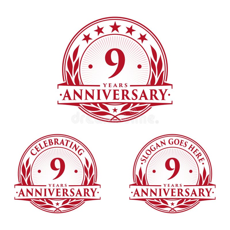 9 Years Anniversary Design Template. Anniversary Vector and ...