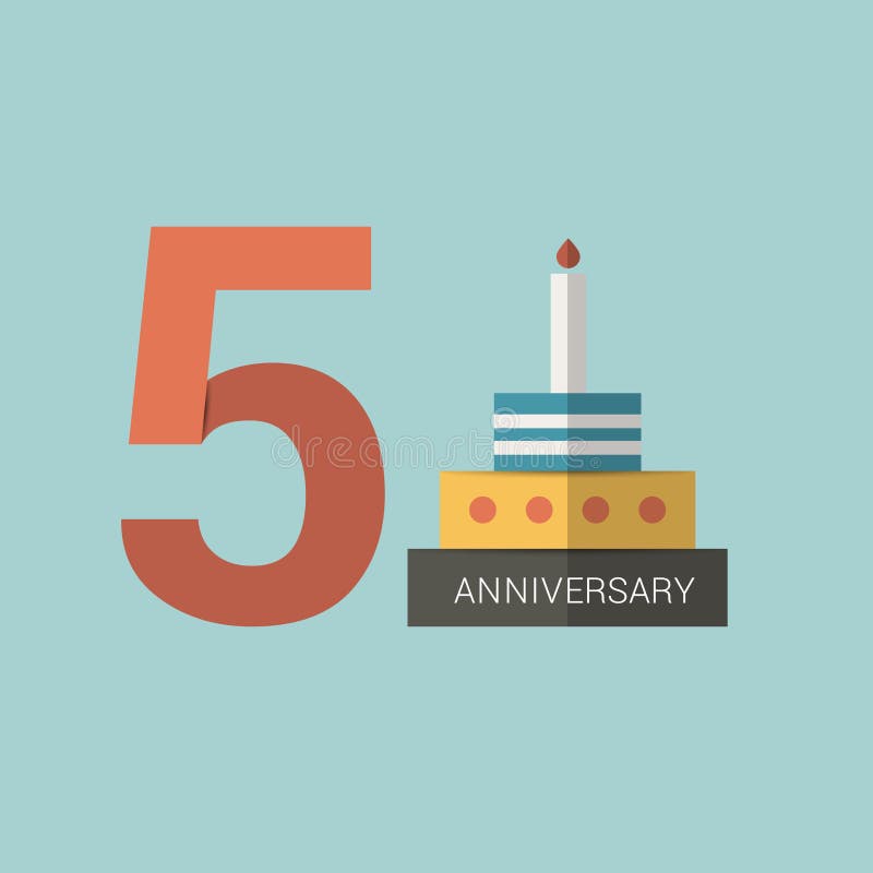 5 Years Anniversary Emblem. Flat Shadow Design Stock Vector ...