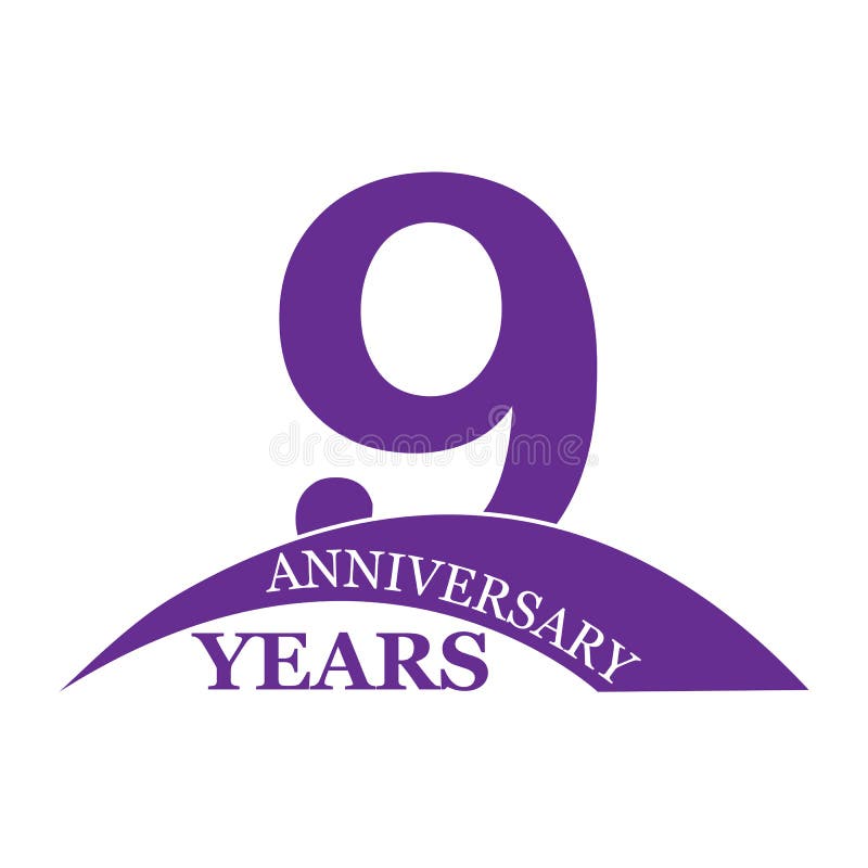 9 Years Anniversary, Flat Simple Design Stock Vector - Illustration of ...