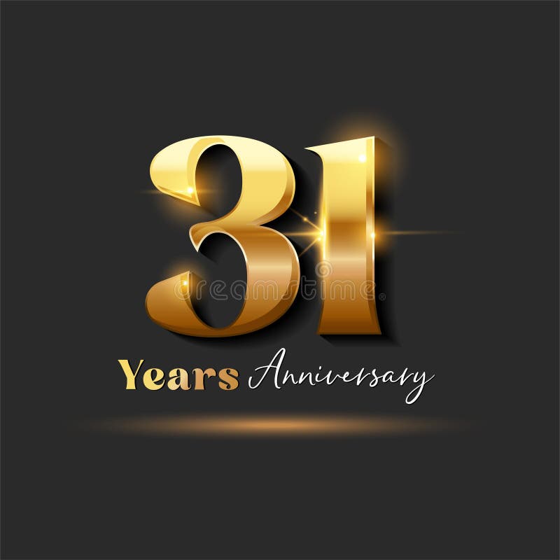 31 Years Anniversary Gold Logotype Number Stock Vector - Illustration ...