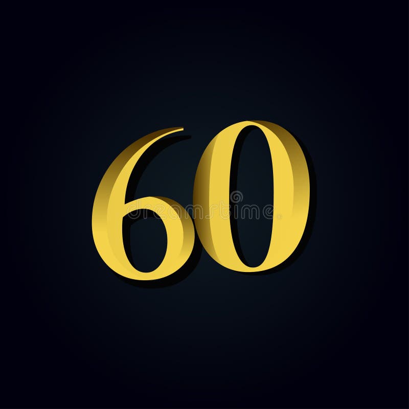 60 Years Anniversary Gold Number Vector Template Design Illustration ...