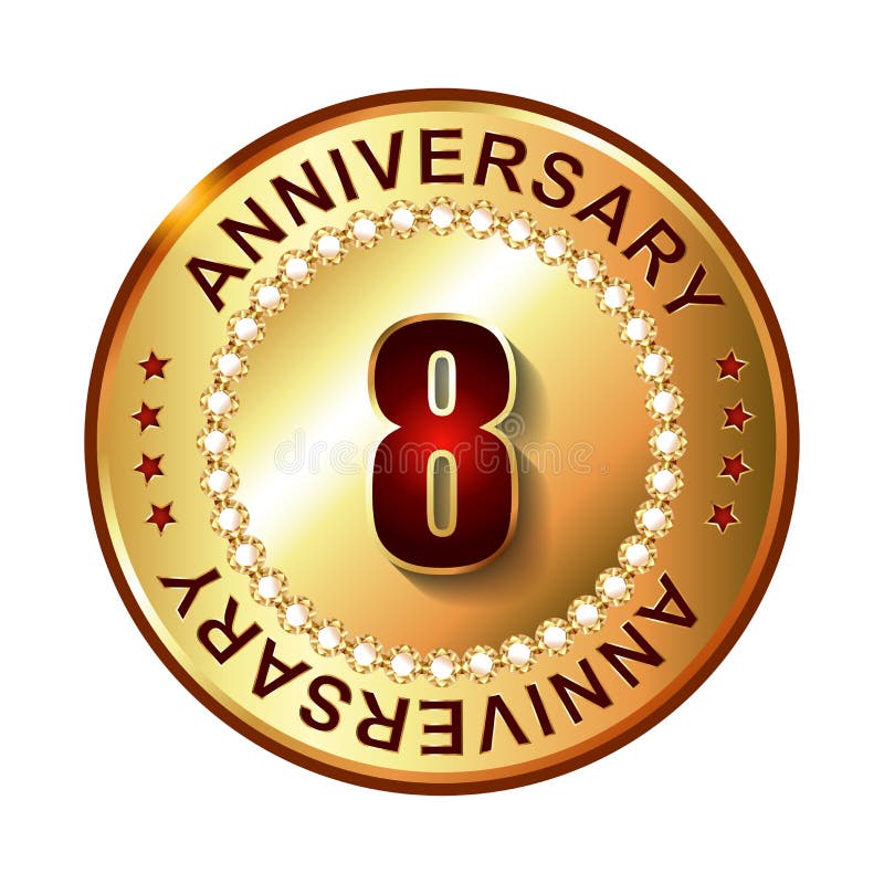 8 Years Anniversary Golden Label. Stock Illustration - Illustration of ...