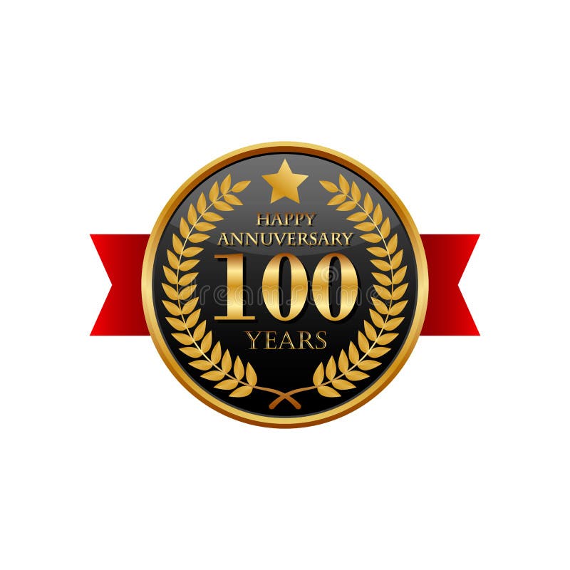 100 Years Anniversary Golden Label with Ribbon. Stock Illustration ...