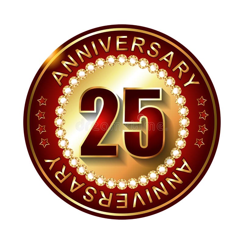 25 Years Anniversary Golden Label. Stock Illustration - Illustration of ...