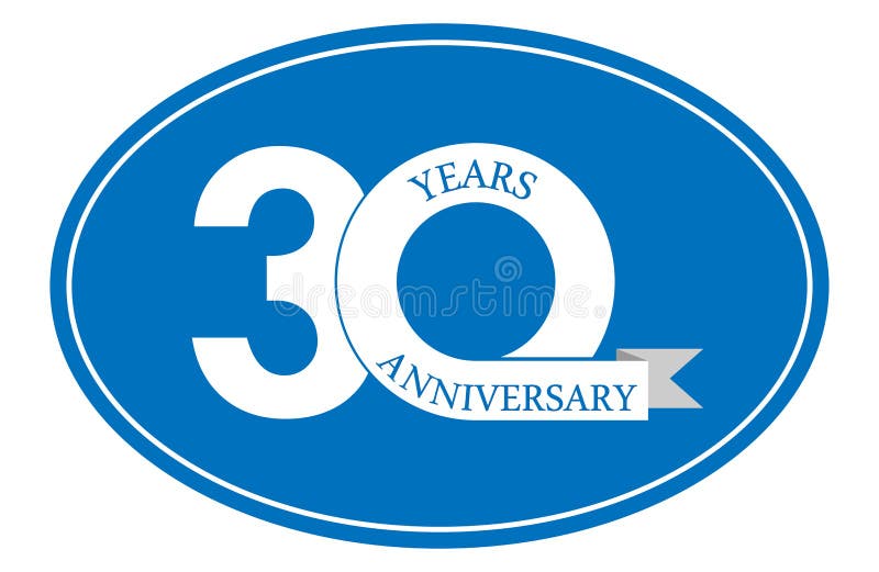 30 Years Anniversary Inscription on Blue Oval, Flat Design Stock Vector ...