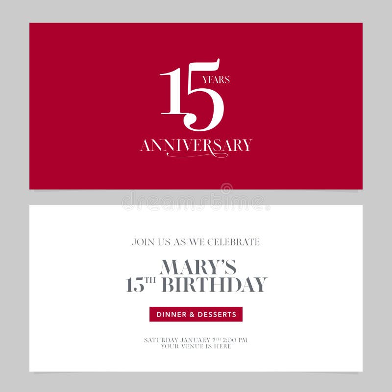 15 Years Anniversary Invitation Vector Illustration. Graphic Design ...