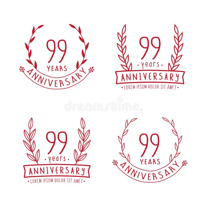 99 Years Anniversary Logo Collection. 99th Years Anniversary ...