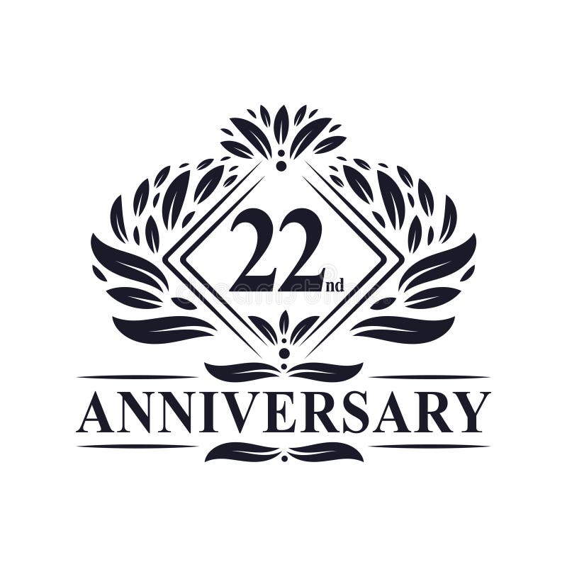 22nd Anniversary Design, Luxurious Golden Color 22 Years Anniversary ...