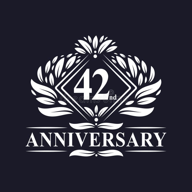 42nd Anniversary Design, Luxurious Golden Color 42 Years Anniversary ...