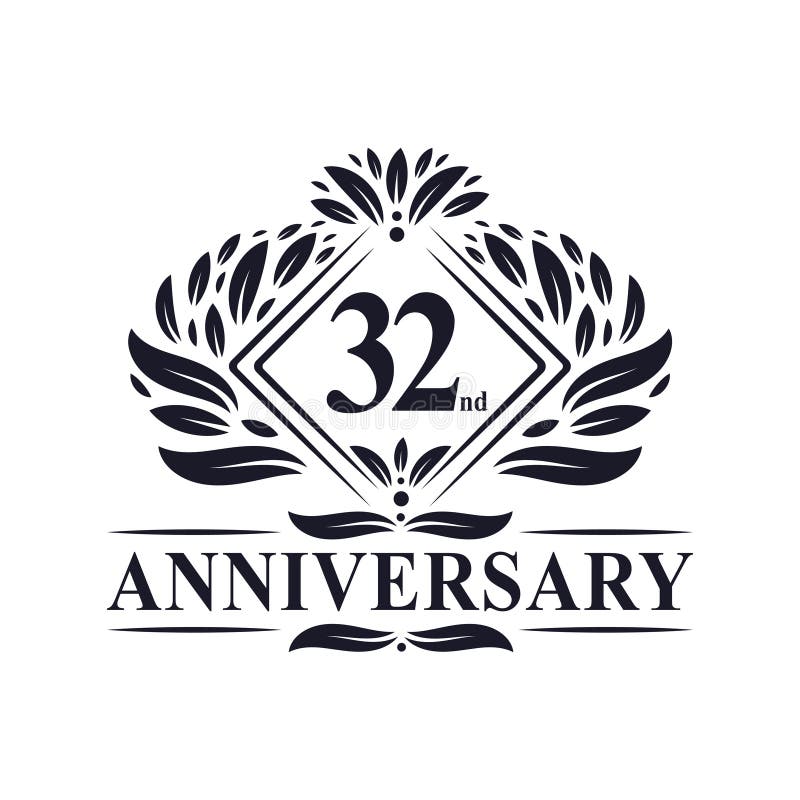 32 Years Anniversary Logo, Luxury Floral 32nd Anniversary Logo Stock ...