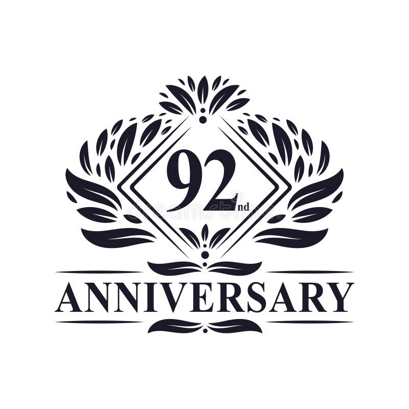 92nd Anniversary Design, Luxurious Golden Color 92 Years Anniversary ...