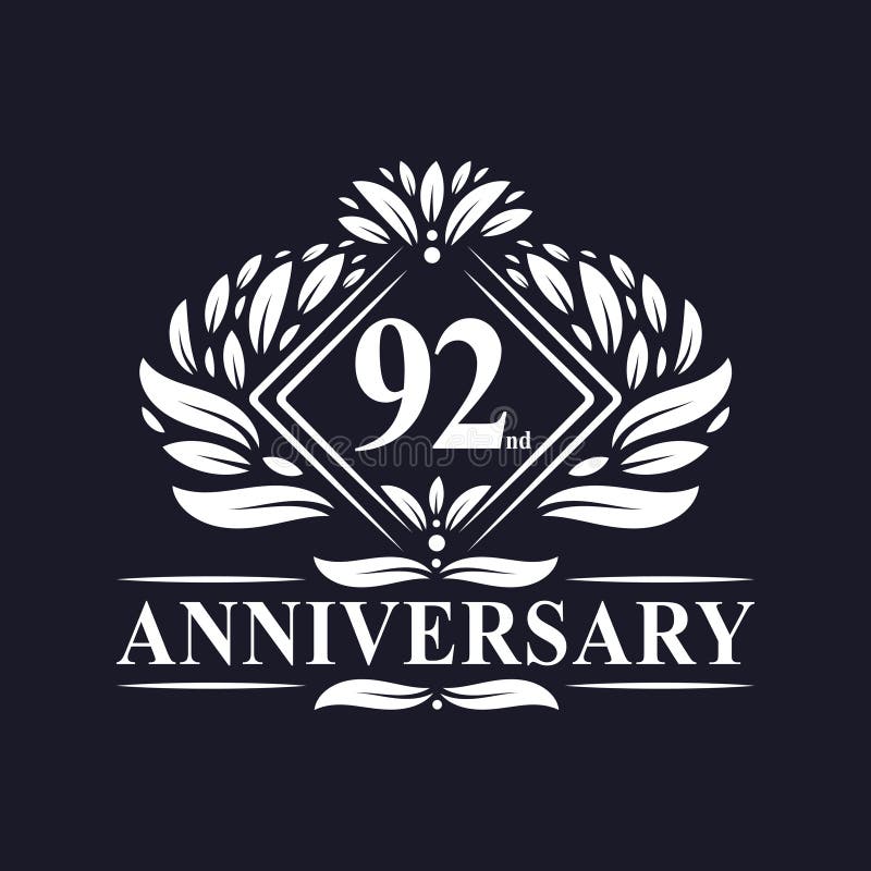 92 Years Anniversary Logo, Luxury Floral 92nd Anniversary Logo Stock ...