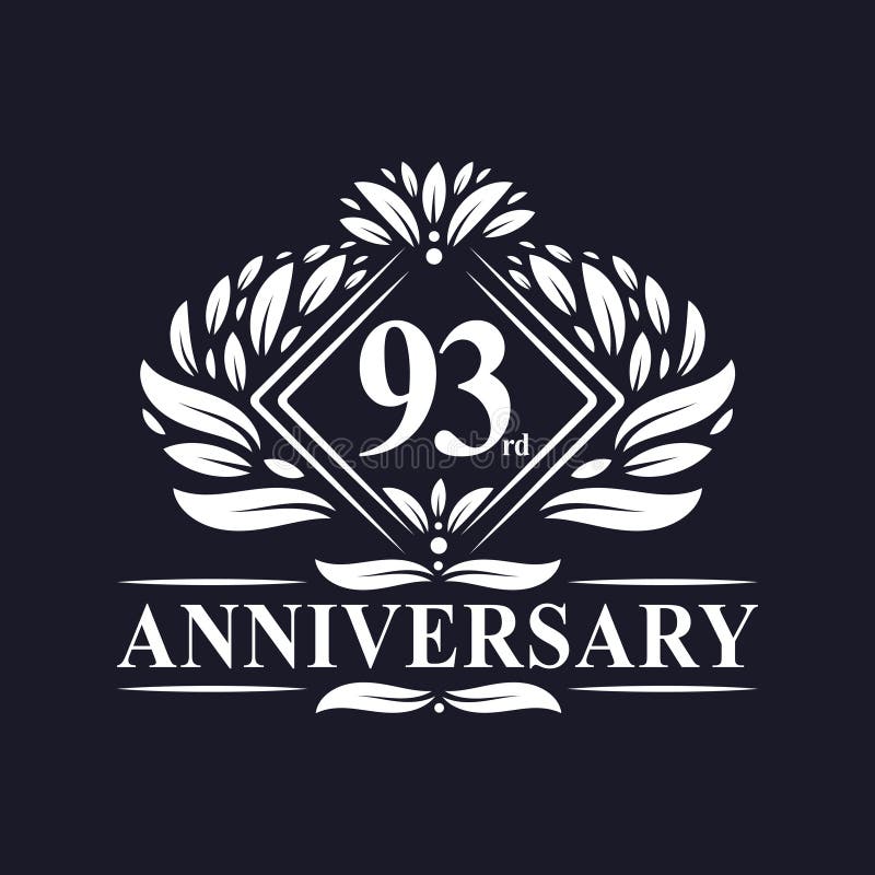93 Years Anniversary Logo, Luxury Floral 93rd Anniversary Logo Stock ...