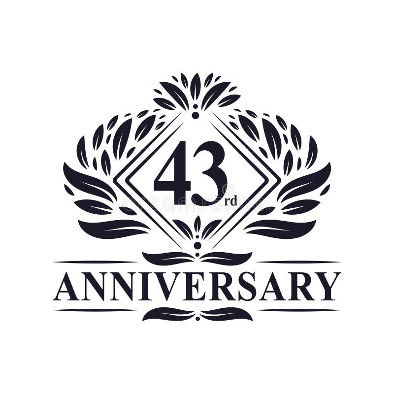 43 Years Anniversary Logo, Luxury Floral 43rd Anniversary Logo Stock ...