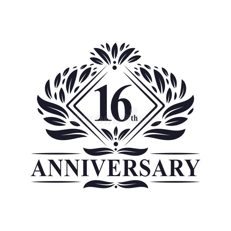 16th Anniversary Celebration, Luxurious 16 Years Anniversary Logo ...