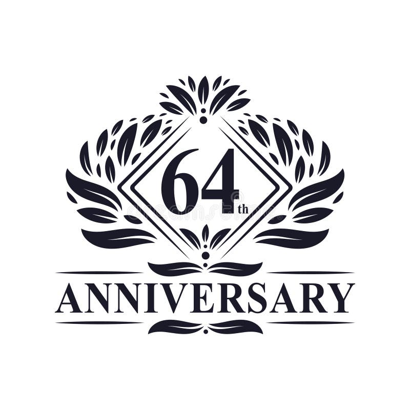 64 Years Anniversary Logo, Luxury Floral 64th Anniversary Logo Stock ...