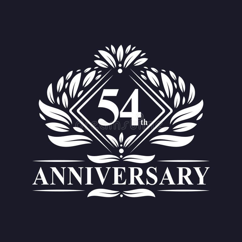 54 Years Anniversary Logo, Luxury Floral 54th Anniversary Logo Stock ...
