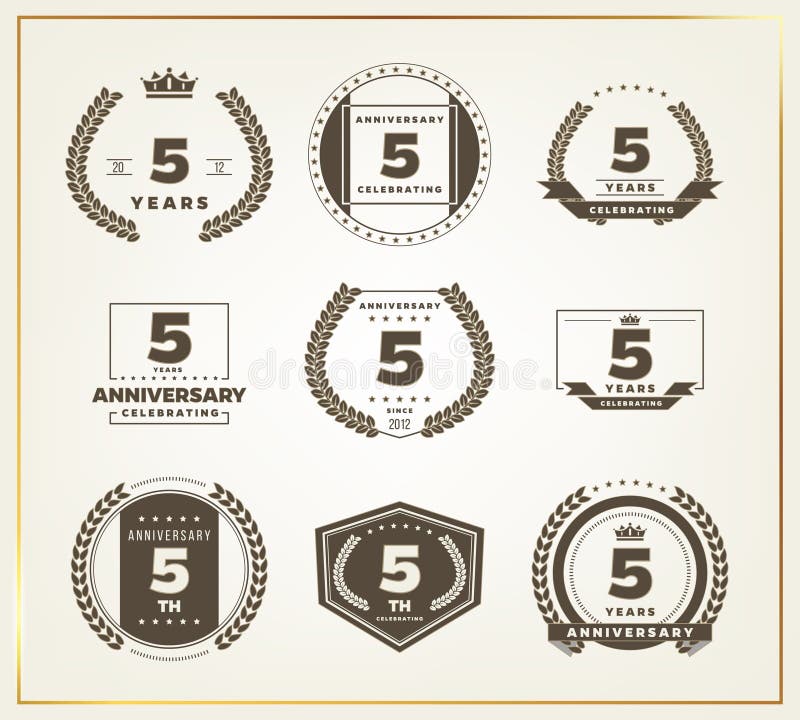 5 Years Anniversary Logo Set. Stock Vector - Illustration of birthday ...