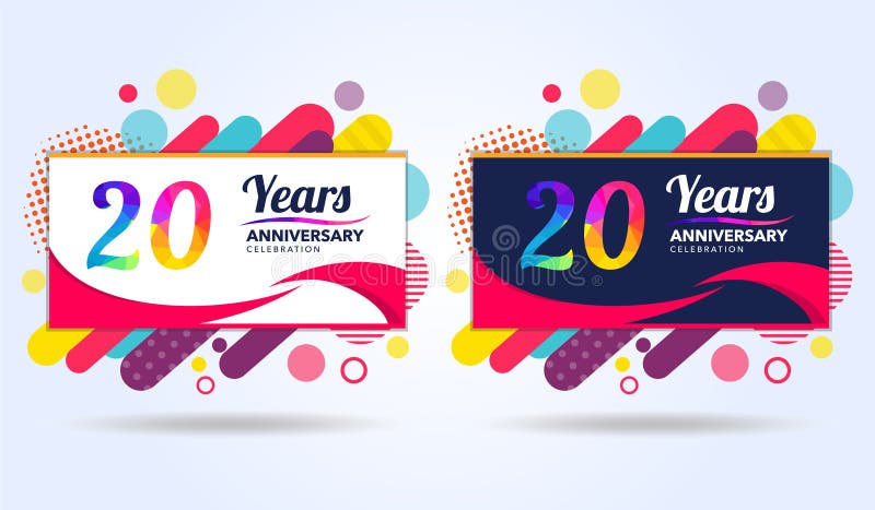 20 Years Anniversary with Modern Square Design Elements, Colorful ...