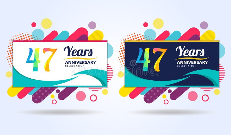 47 Years Anniversary with Modern Square Design Elements, Colorful ...