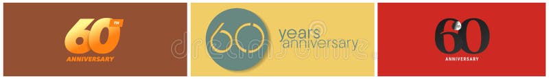 60 Years Anniversary Set of Vector Graphic Icons, Logos. Stock Vector ...